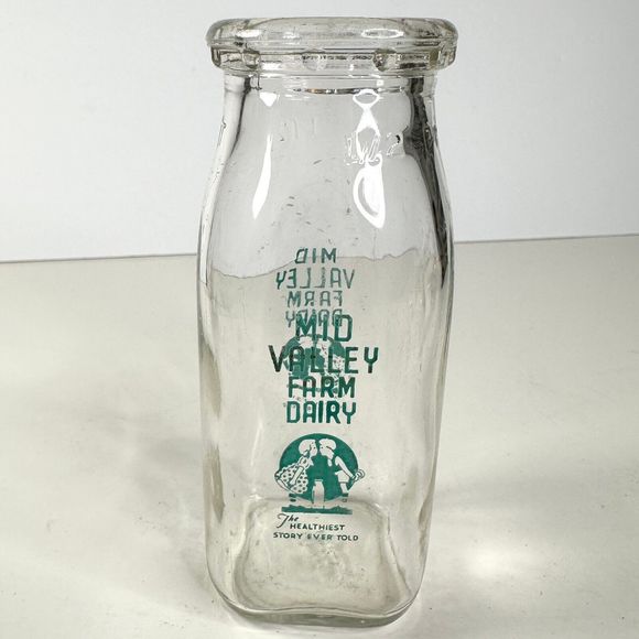 Other | Vintage Half Pint Milk Bottle Mid Valley Farm Dairy The Healthiest Story | Poshmark
